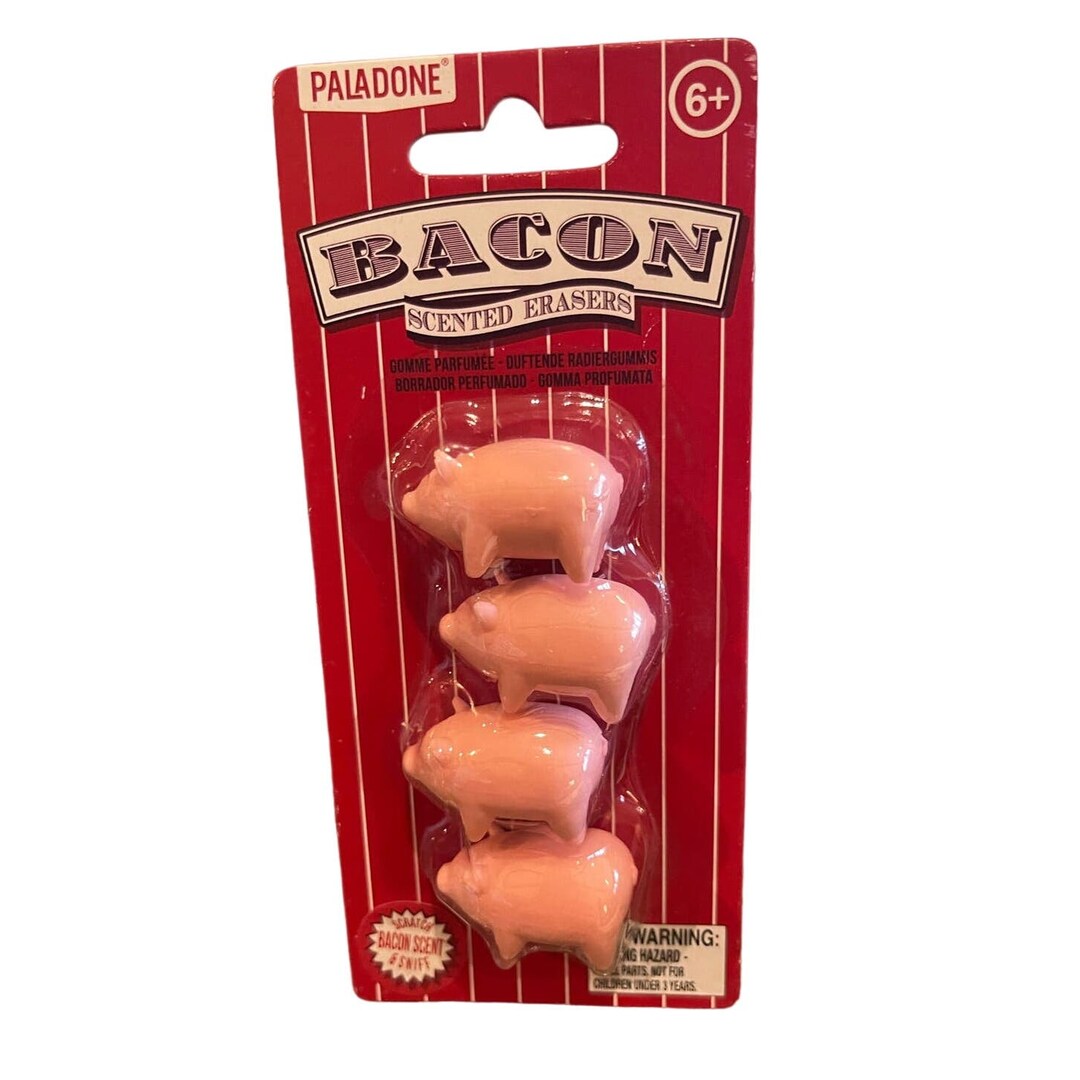 Paladon Bacon Scented Pig Shaped Erasers Qty 4 New in Box - Etsy
