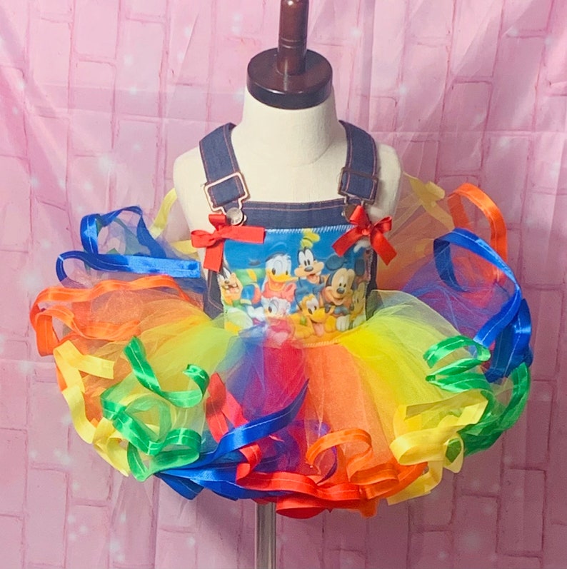 Mickey Mouse Clubhouse Themed Birthday Overall Ribbon Trimmed Tutu Set ...