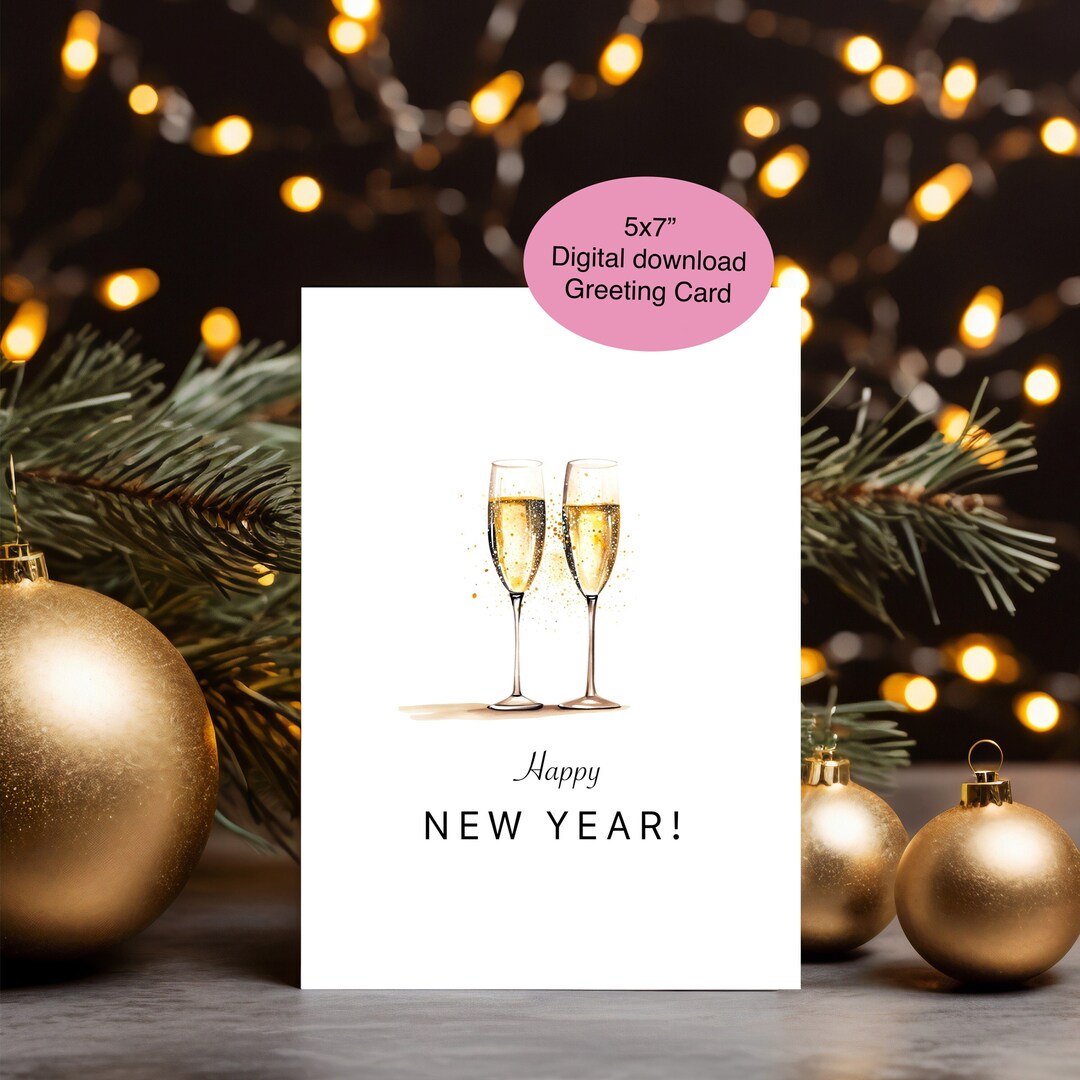 Happy New Year Printable Card, Printable New Year Card, Digital Happy ...