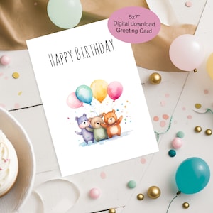 Happy Birthday Printable Card, Printable Birthday Card, Digital ...