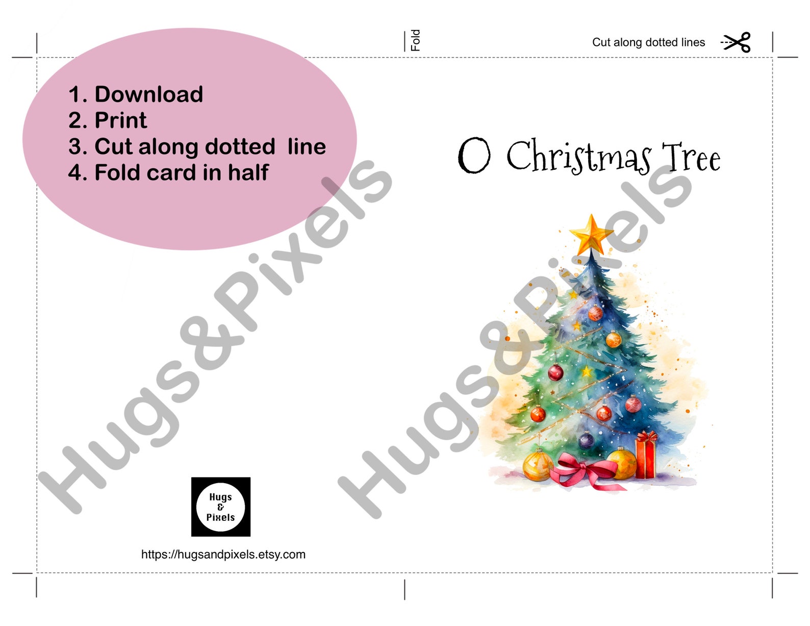 Christmas Printable Card, Printable Christmas Card, Digital Christmas ...