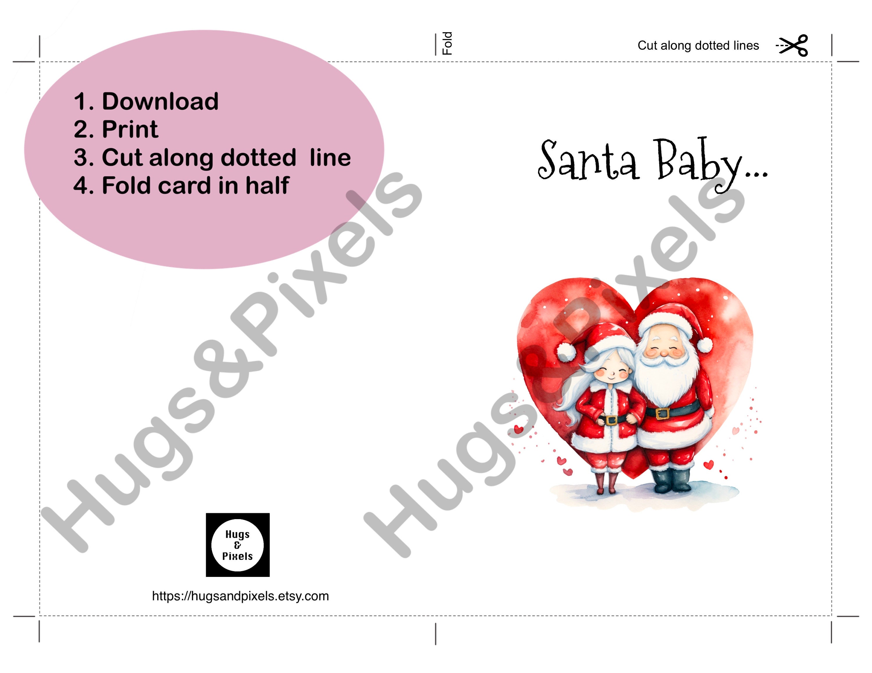 Christmas Printable Card, Printable Christmas Card, Digital Christmas ...