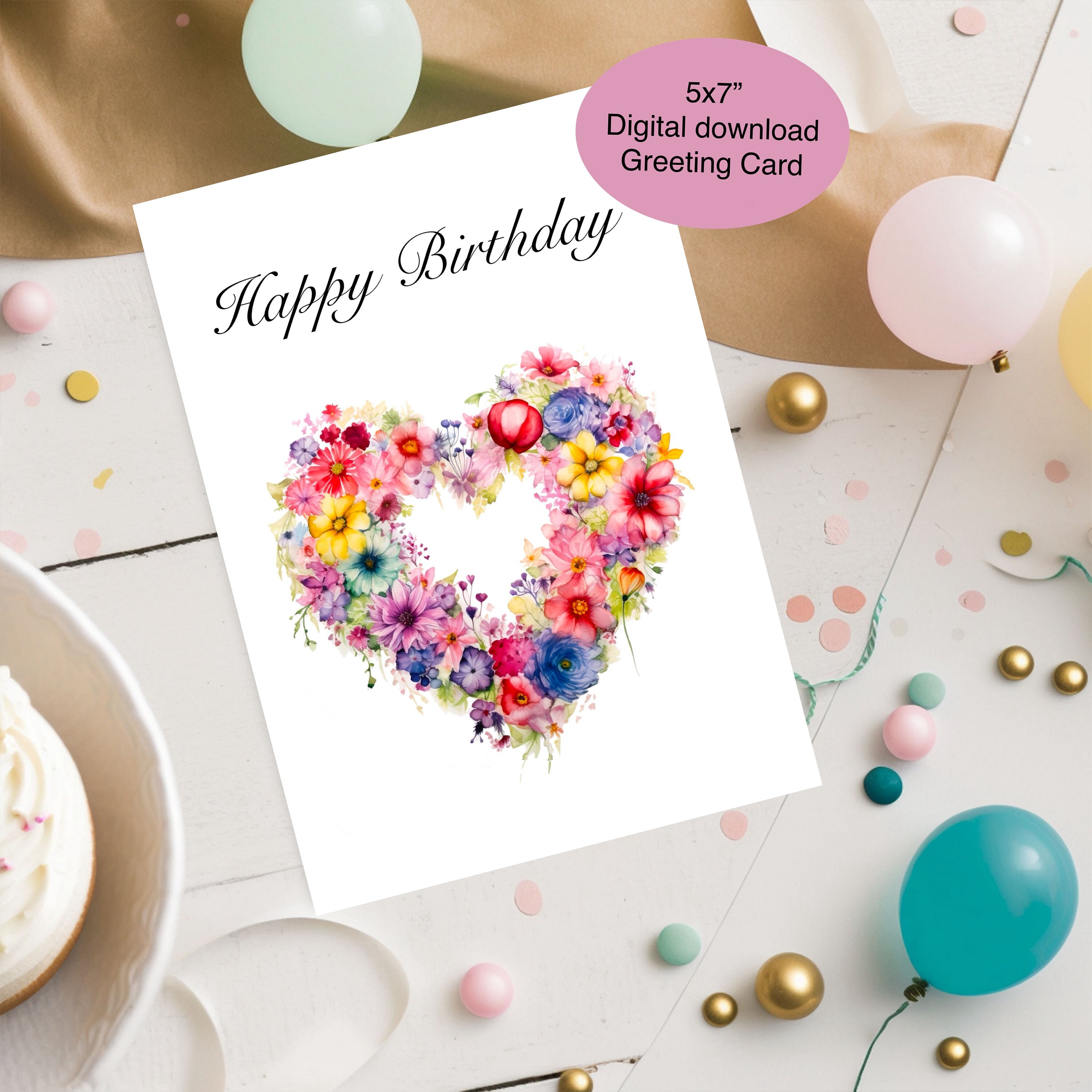 Happy Birthday Printable Card, Printable Birthday Card, Digital ...