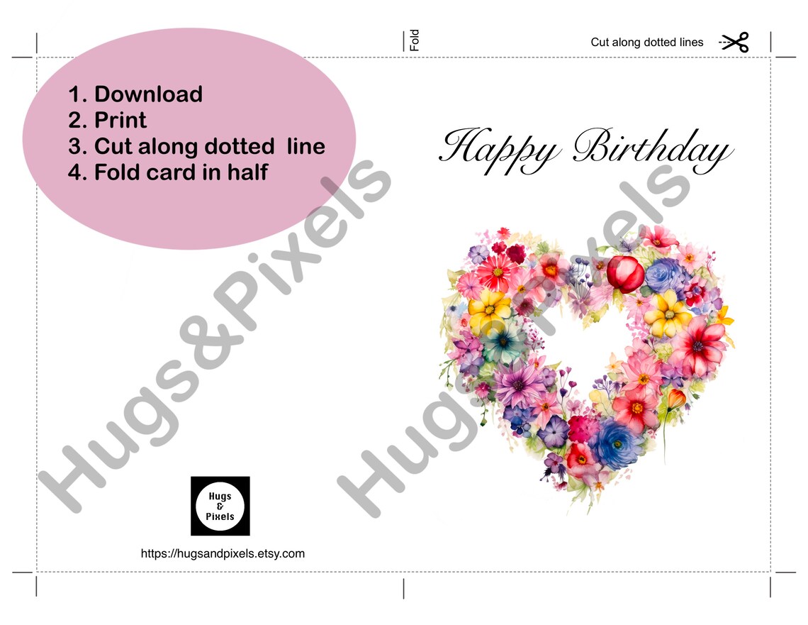 Happy Birthday Printable Card, Printable Birthday Card, Digital ...