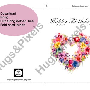 Happy Birthday Printable Card, Printable Birthday Card, Digital ...