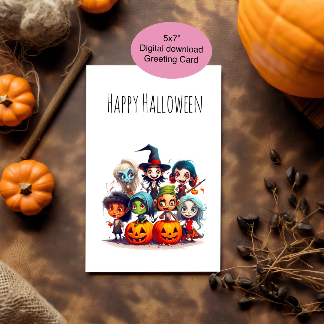 Happy Halloween Card Printable, Printable Halloween Card, Digital ...