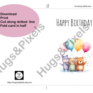 Happy Birthday Printable Card, Printable Birthday Card, Digital ...