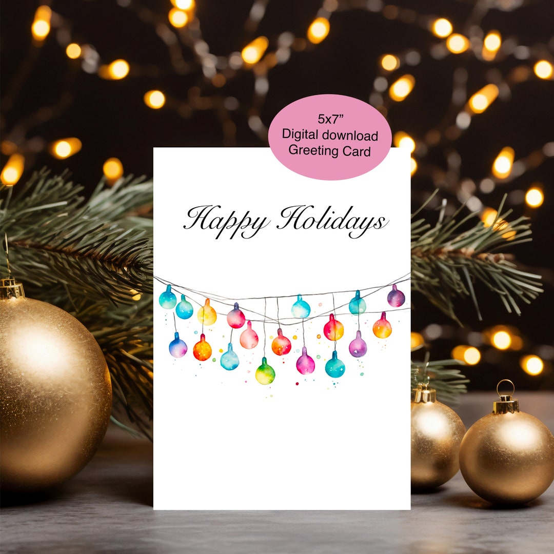 Happy Holidays Printable Card, Printable Holidays Card, Digital Happy ...