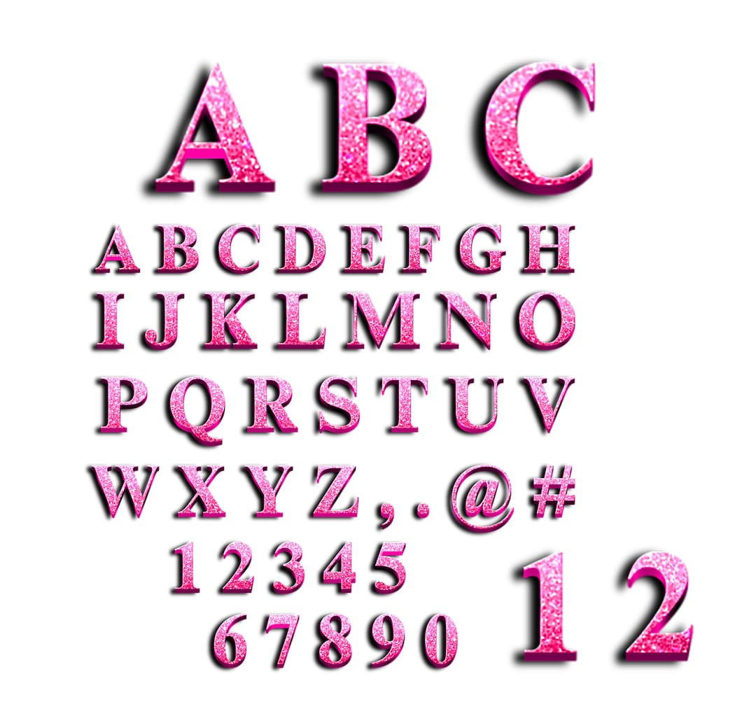 Pink Glitter Alphabet Font PNG Bundle - Etsy