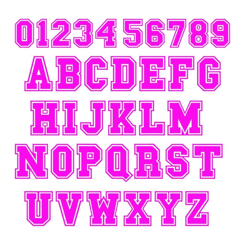 Pink Distressed Varsity Font: PNG Alphabet & Numbers Bundle (digital ...