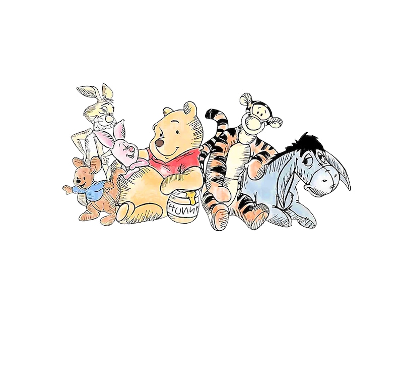 Winnie the Pooh Clipart Bundle: Retro Watercolor PNG Designs (digital ...