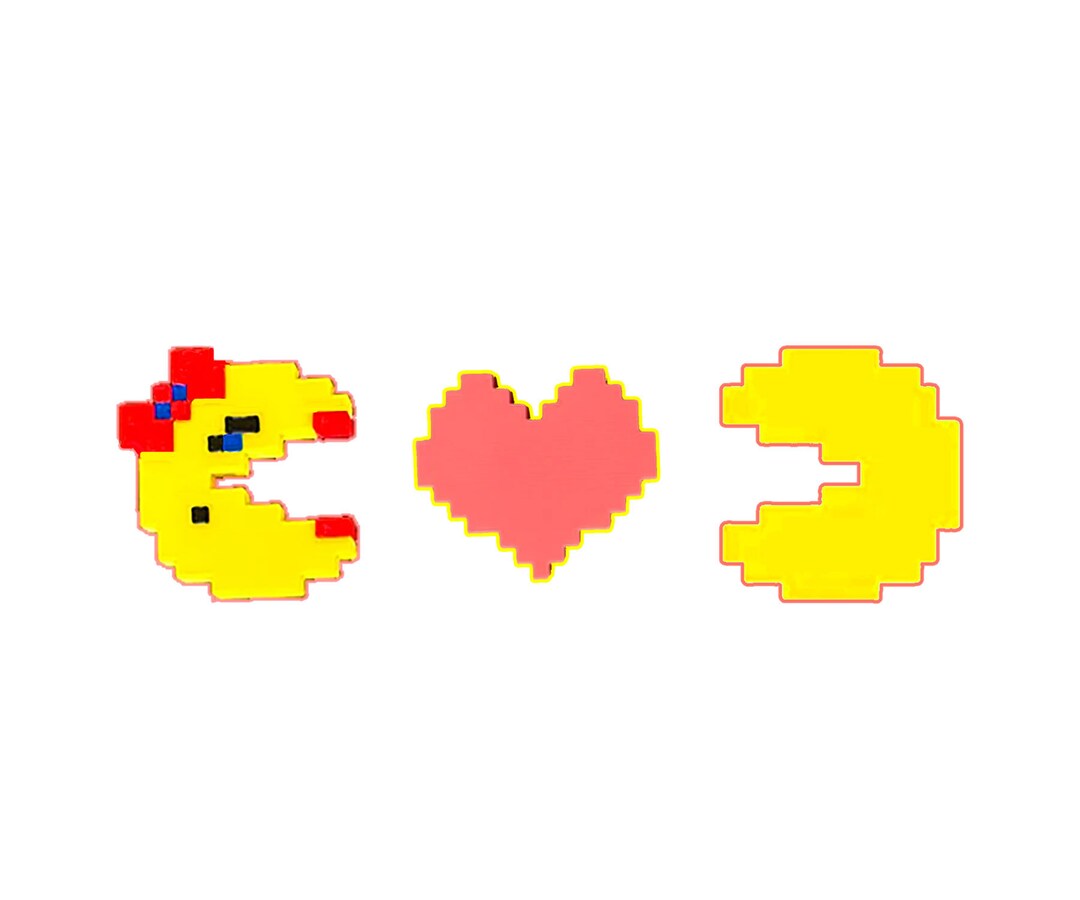 Retro Pac Man and Girl Png Svg Sublimation , Pacman and Girl Heart Png ...