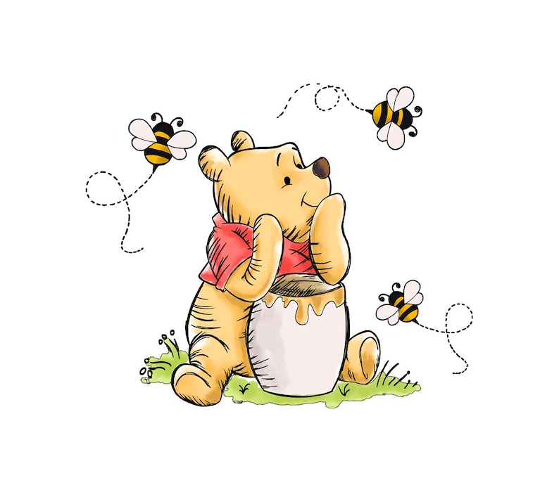 Winnie the Pooh Clipart Bundle: Retro Watercolor PNG Designs (Digital ...