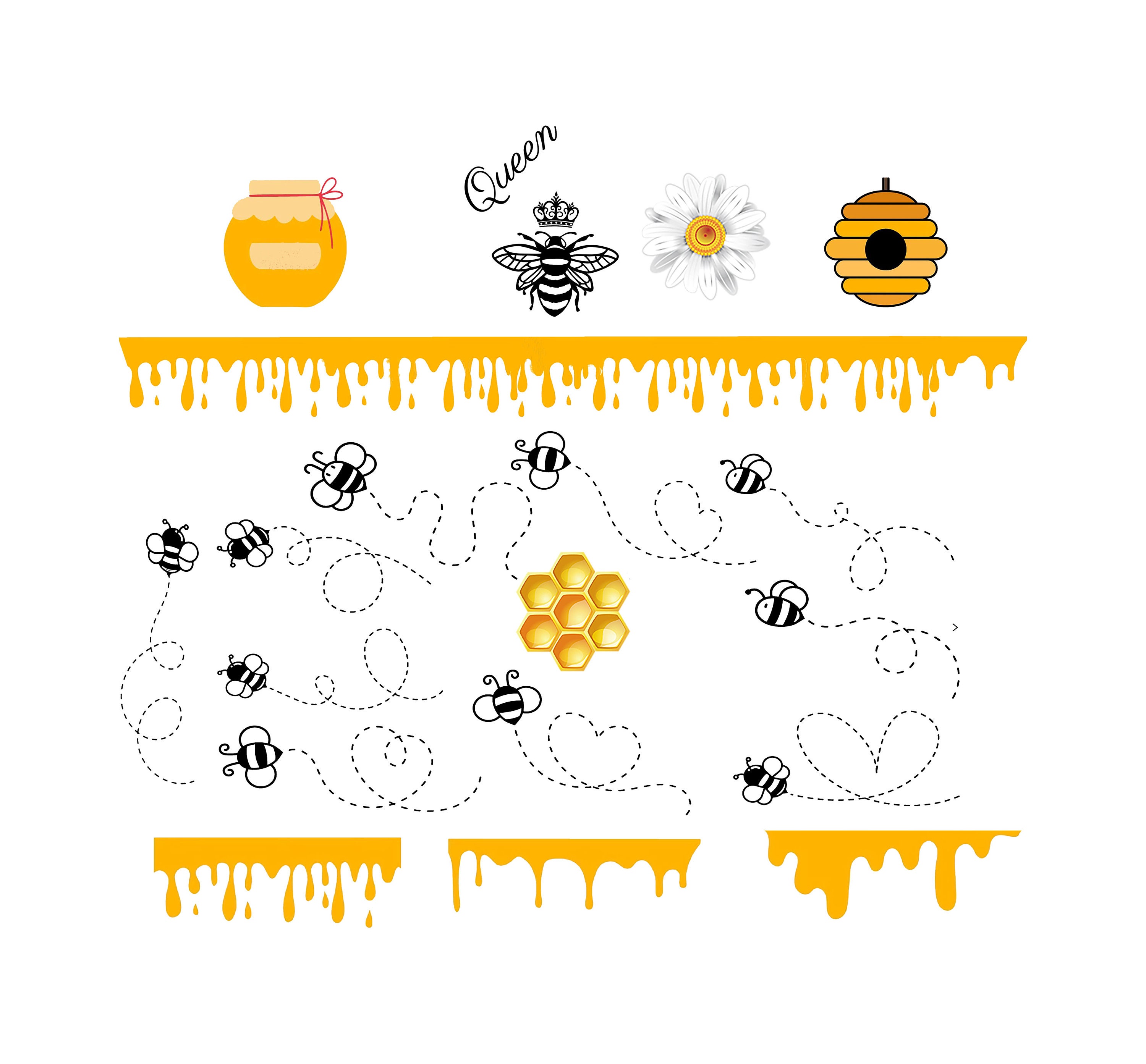 Bee Patterns Path Png, Bee Png, Honeycomb Png, Bee Clipart, Queen Bee ...