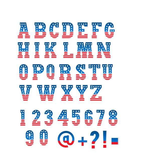 American Flag Fonts In Color