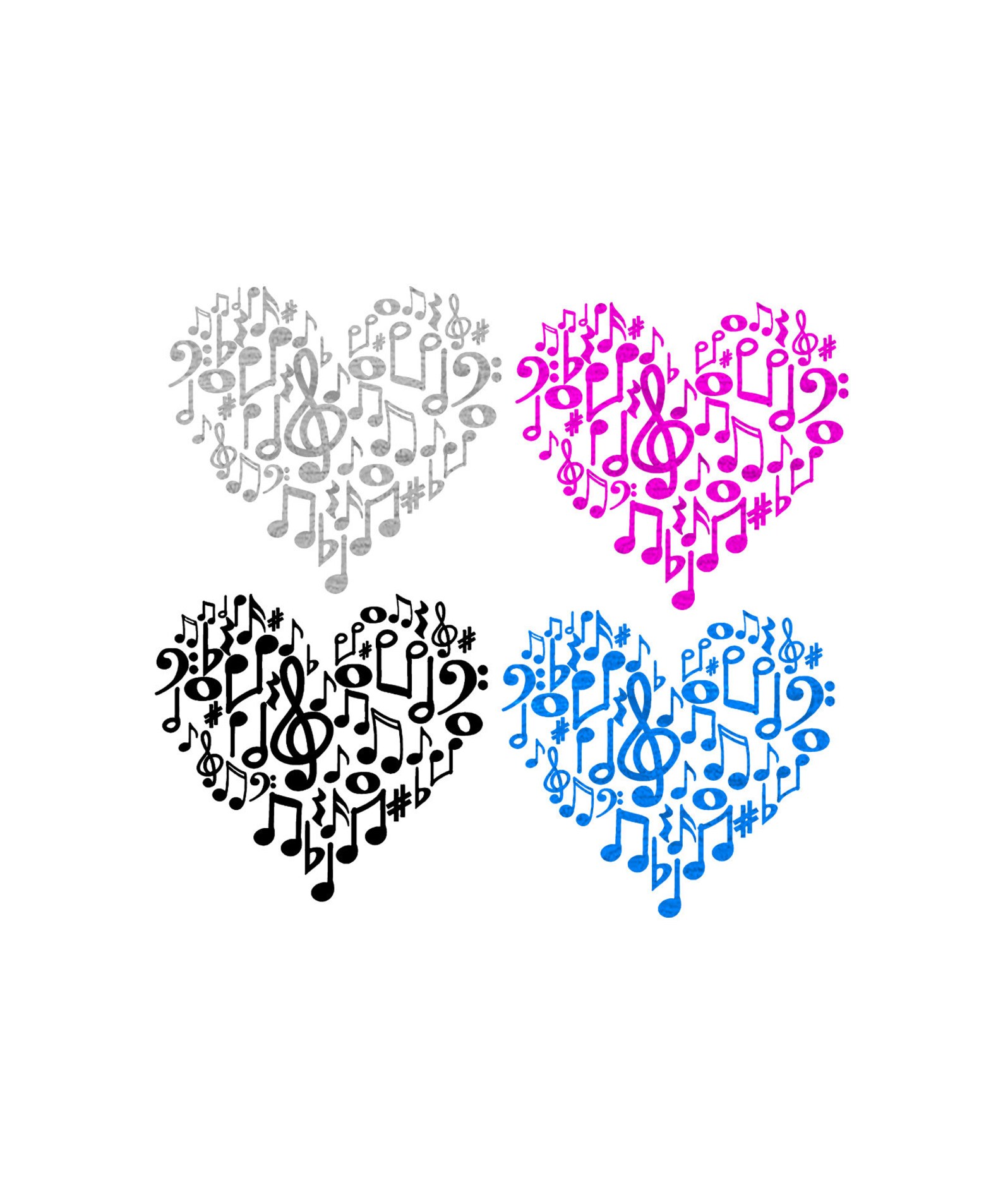 Heart Music Notes SVG PNG Piano Teacher Heart Colorful Hearts Music ...