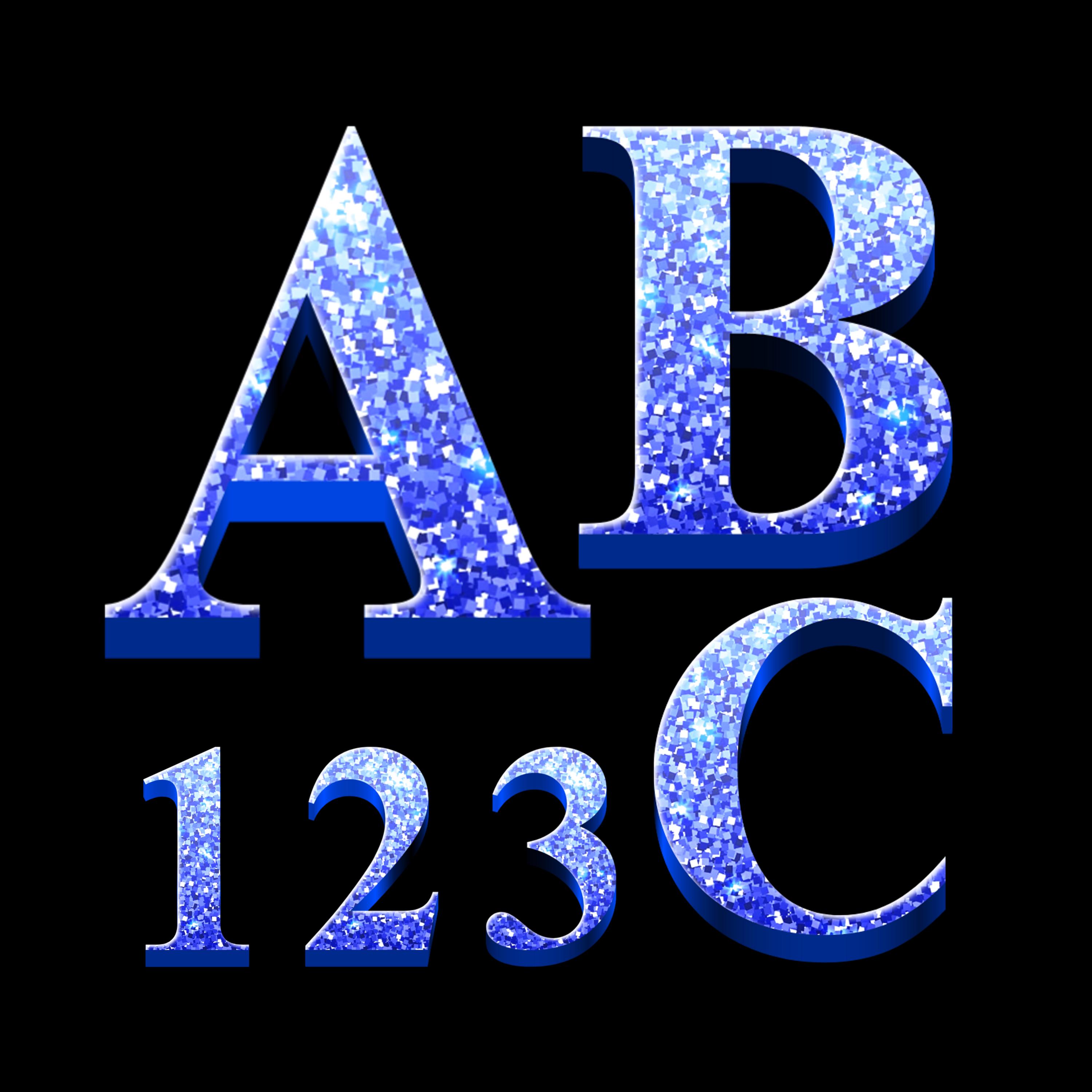Pink & Blue Glitter Alphabet PNG Font Bundle - Etsy