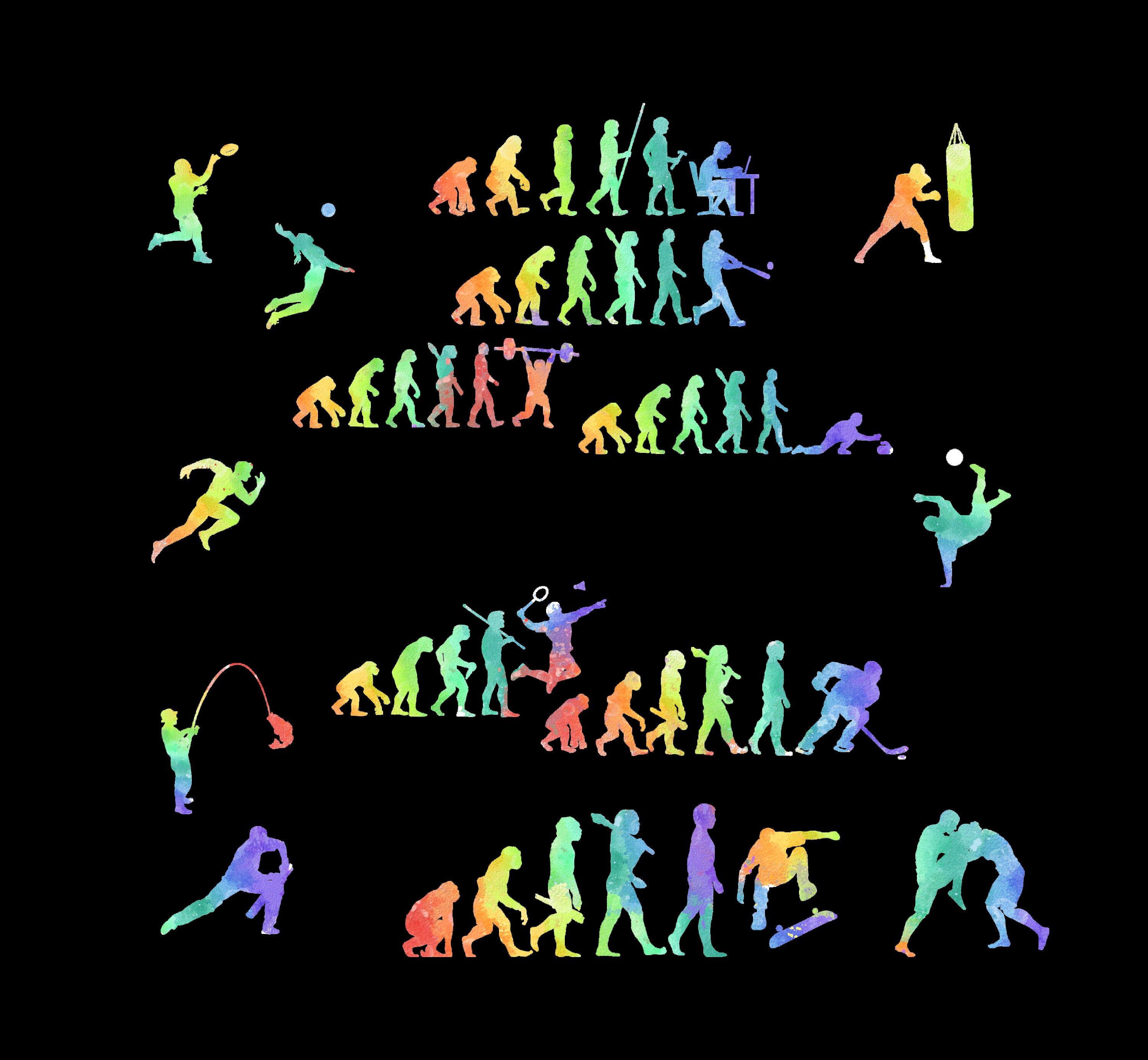 Human Evolution Sports PNG Bundle: T-shirt & Tumbler Designs (digital ...