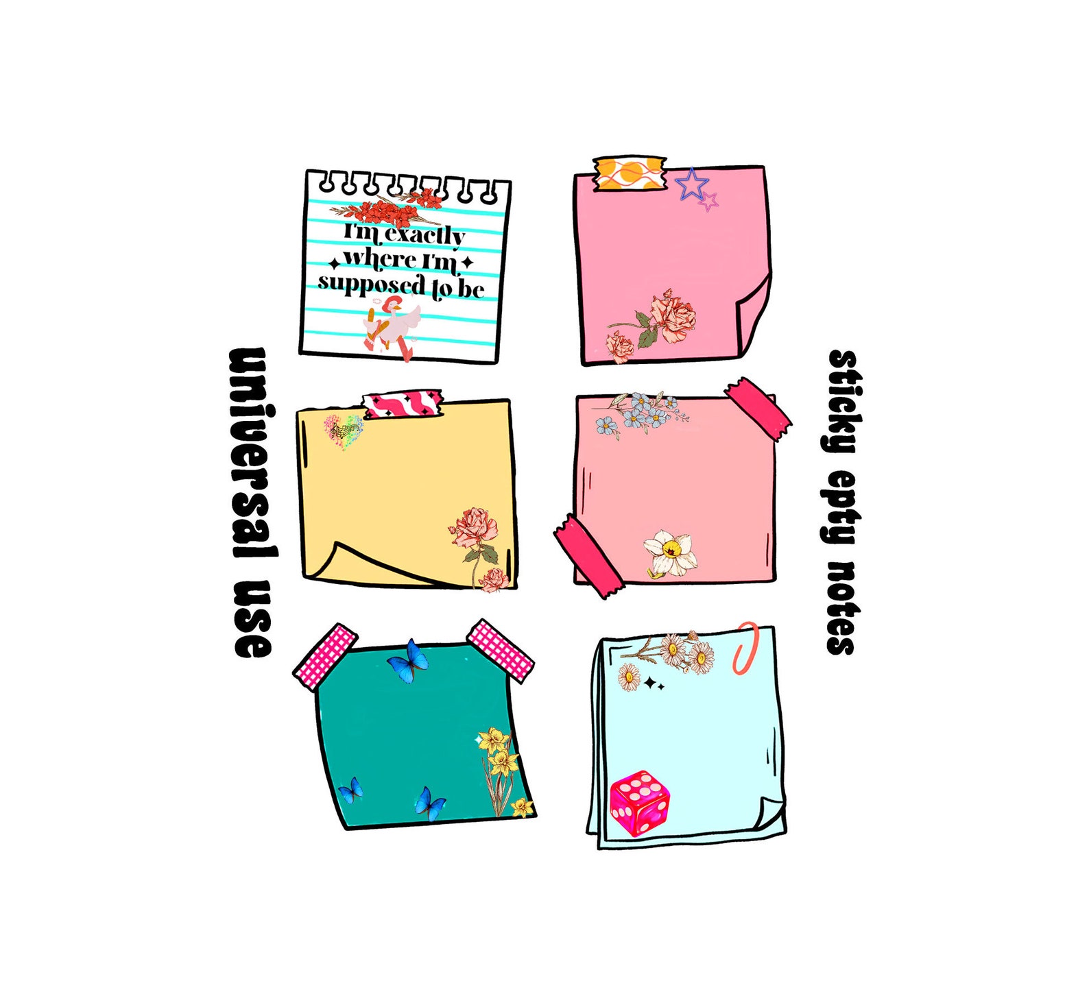 Motivational Sticky Notes Png, Printable Stickers Bundle, Daily ...