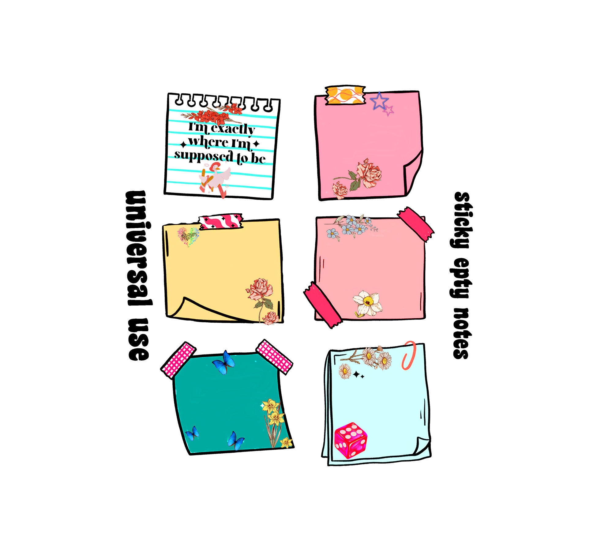 Motivational Sticky Notes Png, Printable Stickers Bundle, Daily ...