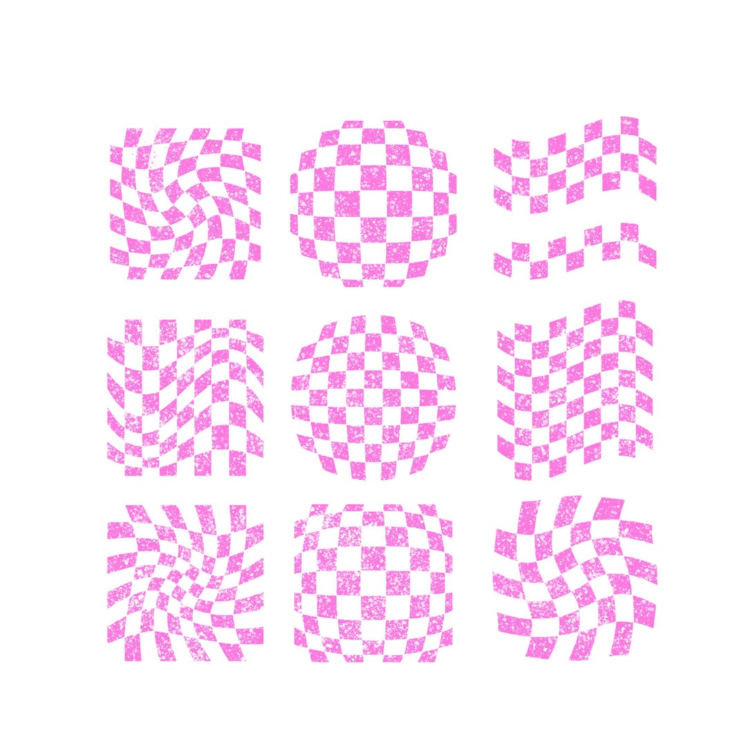 Distressed Wavy Checkered Pattern PNG Bundle: Retro Trendy Graphics ...