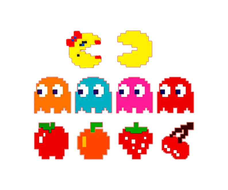 Retro Pac Man and Girl Png Svg Sublimation , Pacman and Girl Heart Png ...