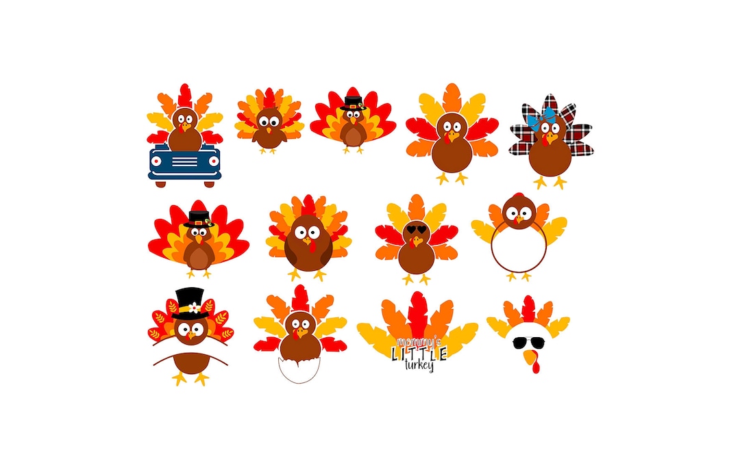 Turkey Faces Svg Png Bundle , Funny Turkeyface Svg Cute Turkeyfaces Svg ...