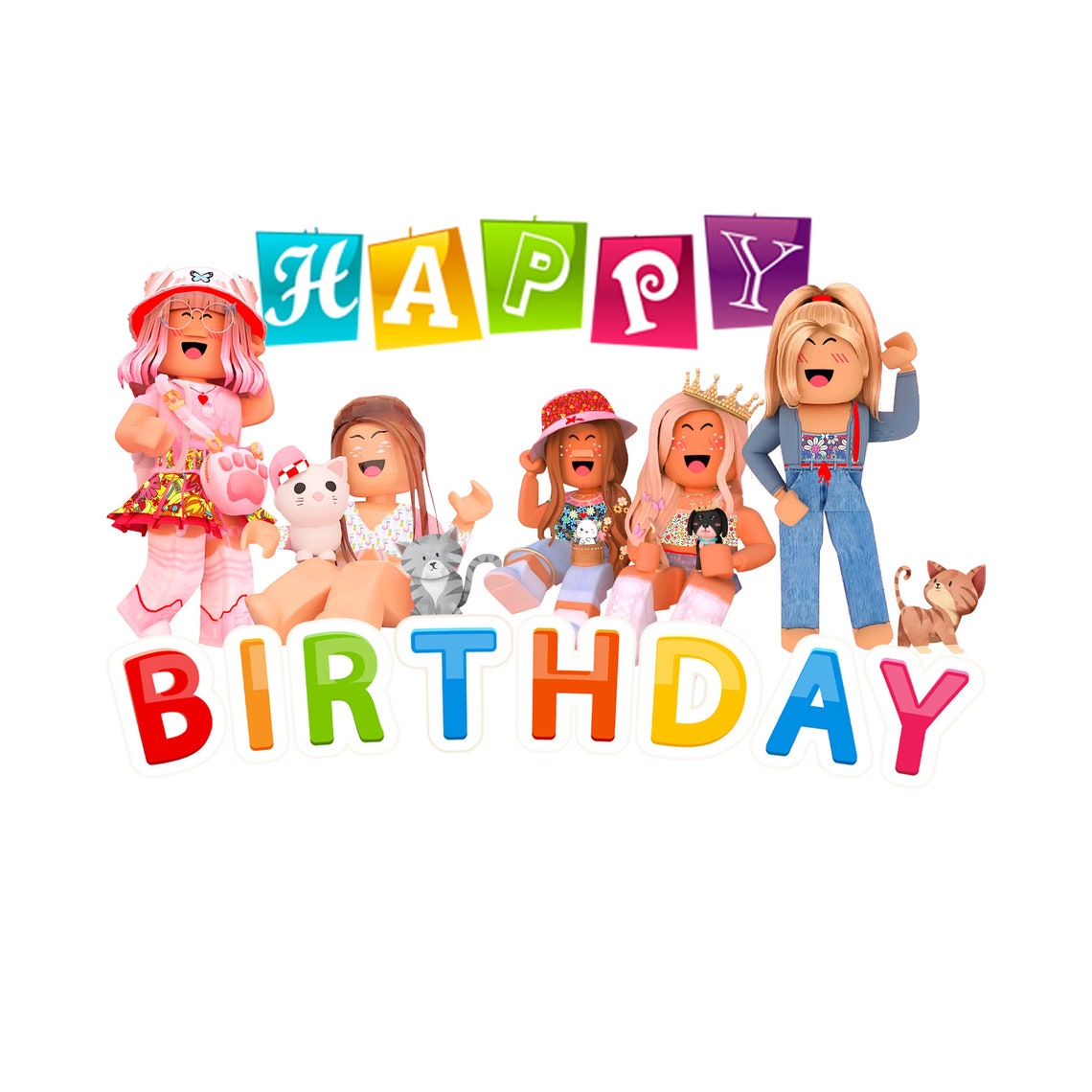Happy Birthday Roblox Girl Png Svg Bundle Sulimation , Roblox Girl ...