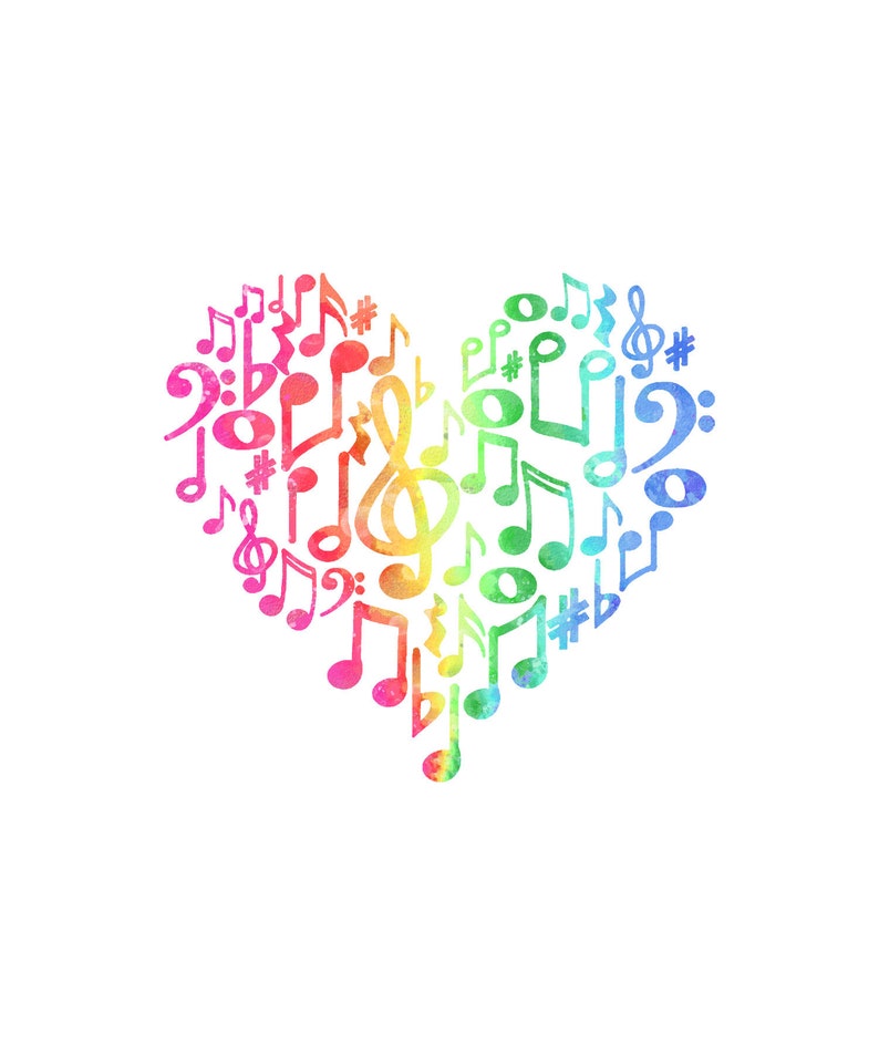 Heart Music Notes SVG PNG Piano Teacher Heart Colorful Hearts Music ...