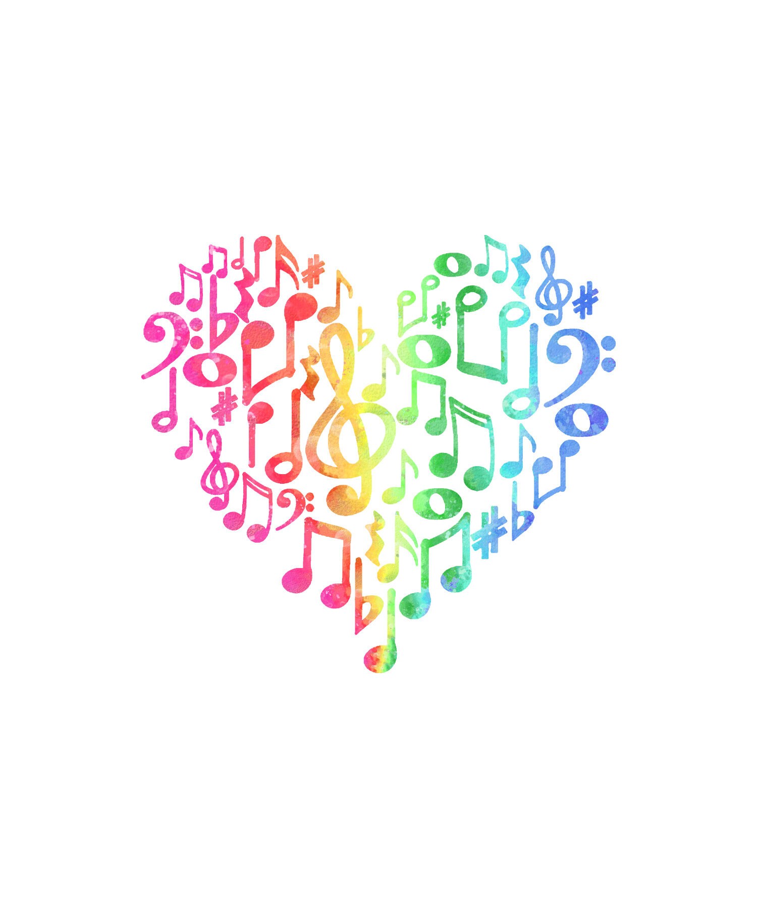 Heart Music Notes SVG PNG Piano Teacher Heart Colorful Hearts Music ...