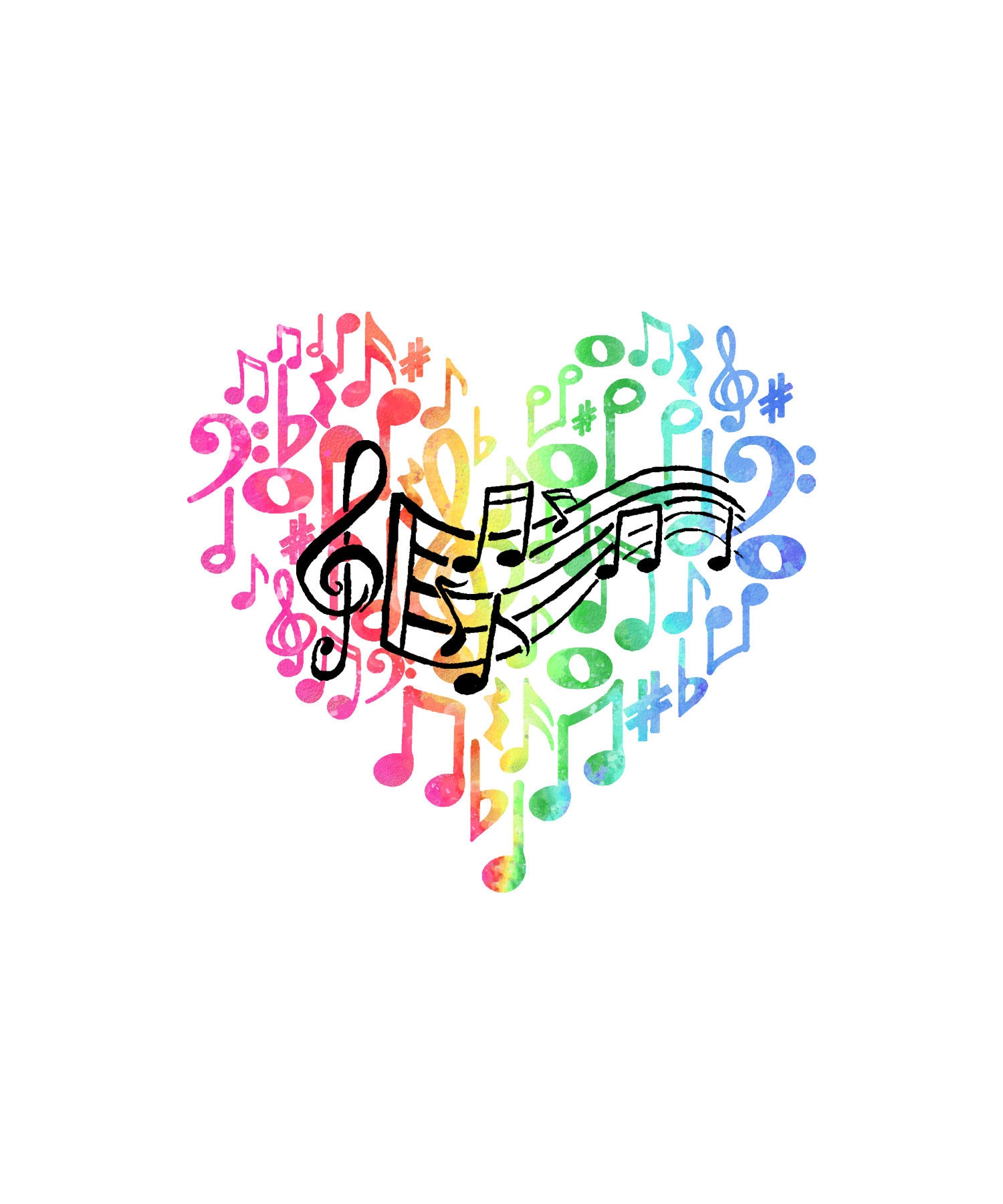 Heart Music Notes SVG PNG Piano Teacher Heart Colorful Hearts Music ...