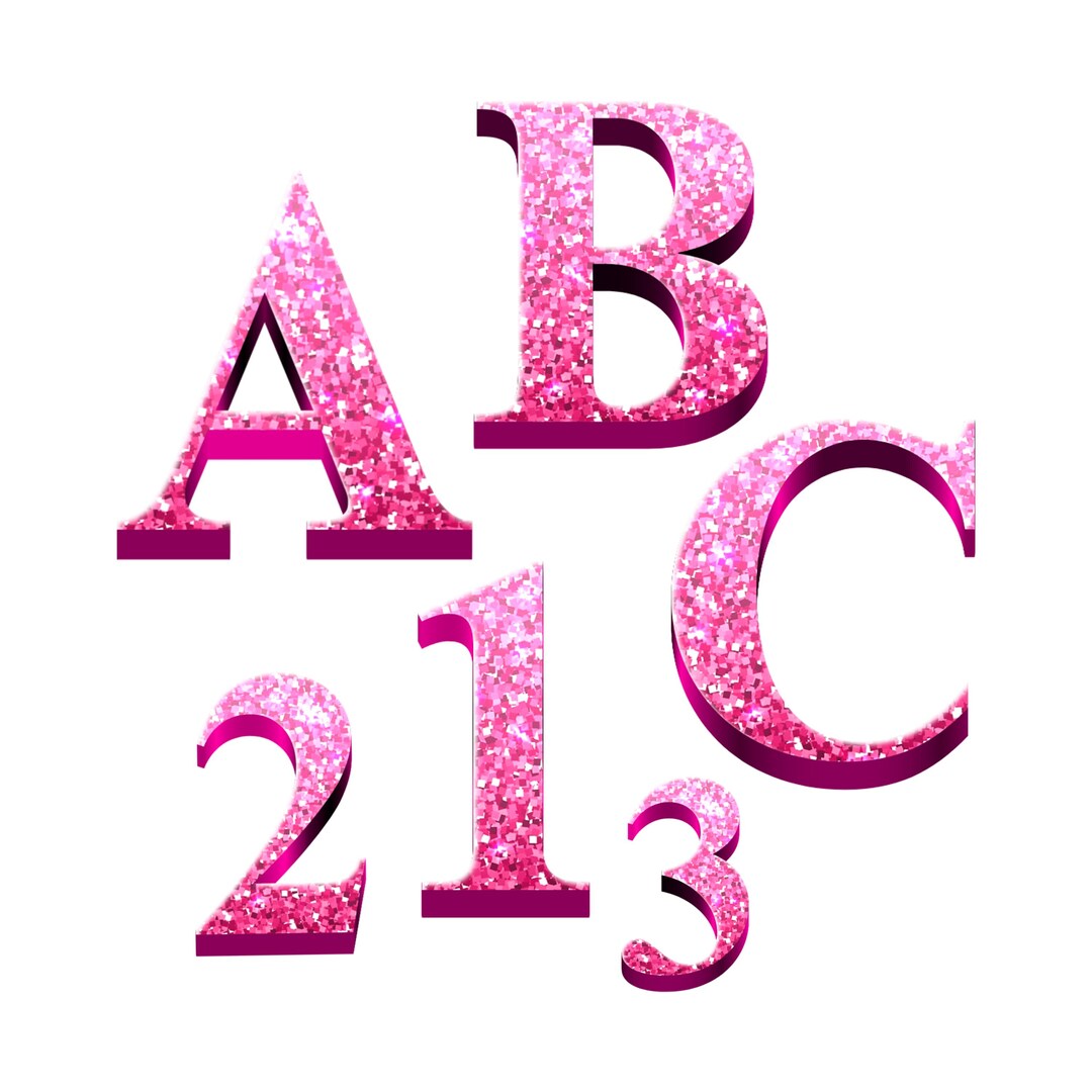 Pink & Blue Glitter Alphabet PNG Font Bundle - Etsy