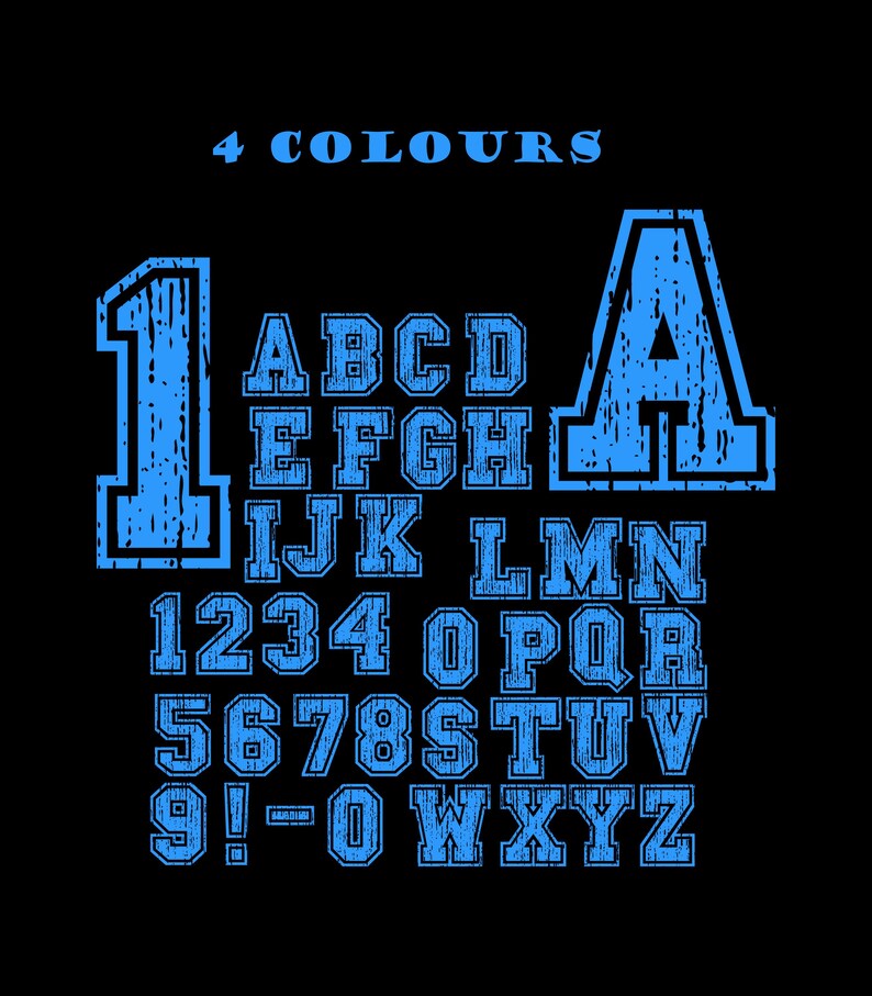 Distressed Varsity Font: White Alphabet & Numbers PNG Bundle (digital ...