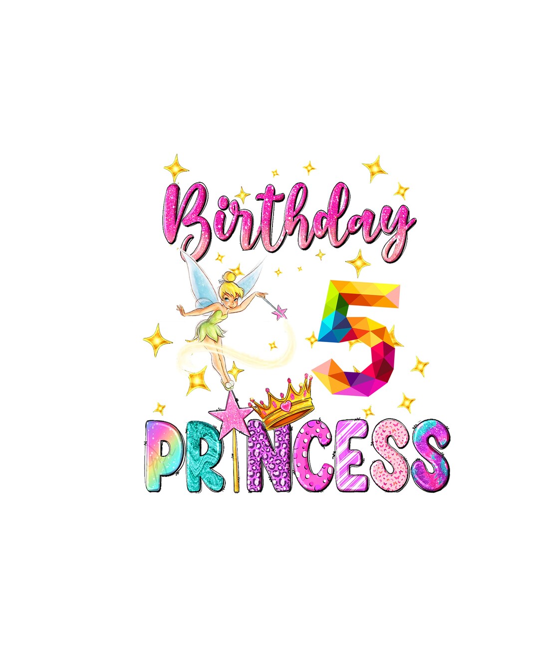 Birthday Princess 5 Svg Png Design Birthday Princess Bundle - Etsy