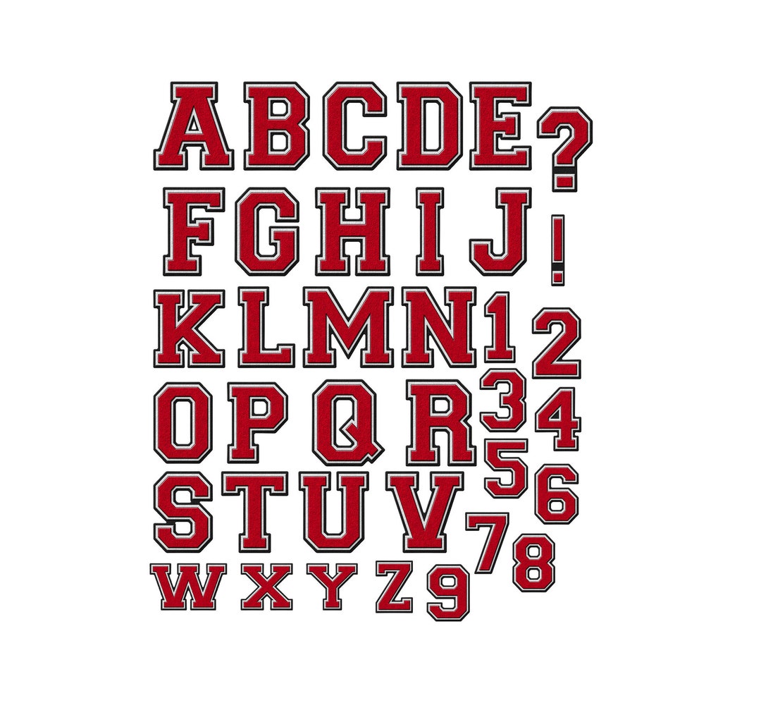 Varsity Fonts Alphabet BUNDLE Png Sublimation, Bundle 5 Fonts Different ...