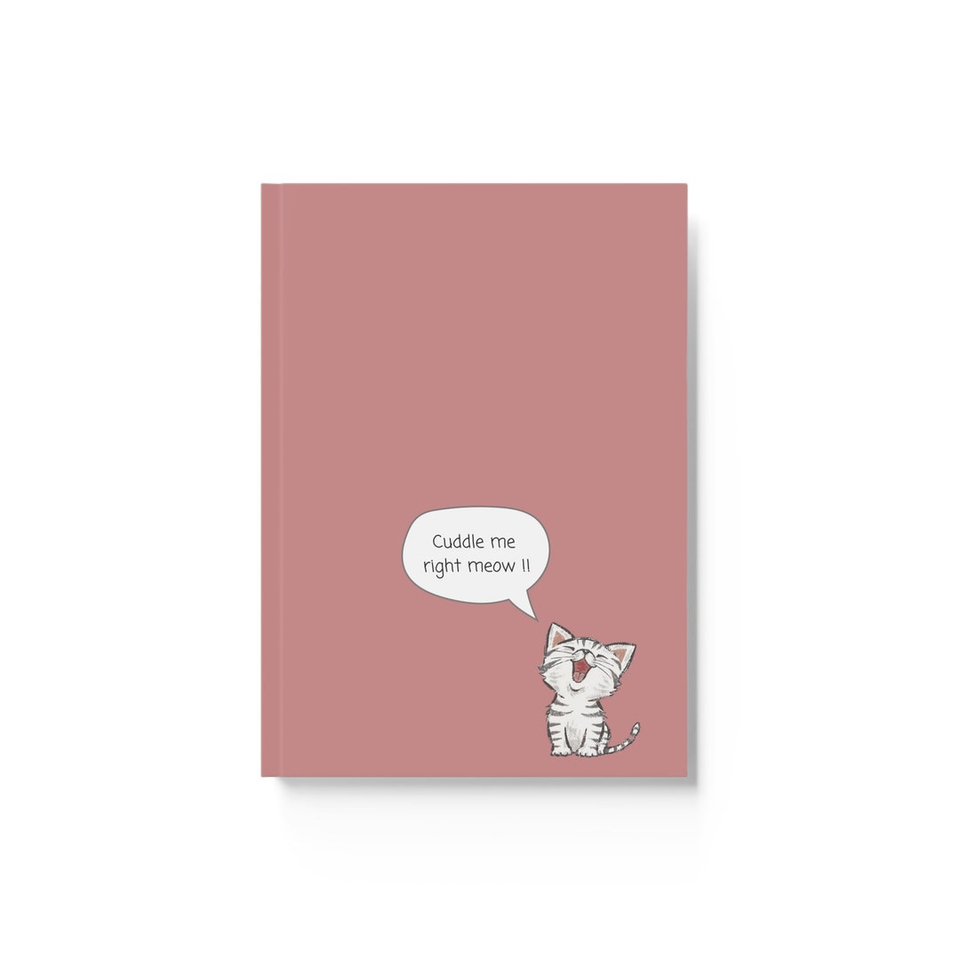 Cuddle Me Right Meow White Paper Cat on Pink Background - Etsy