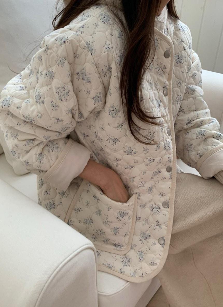 Blue Floral Quilted Jacket - Etsy