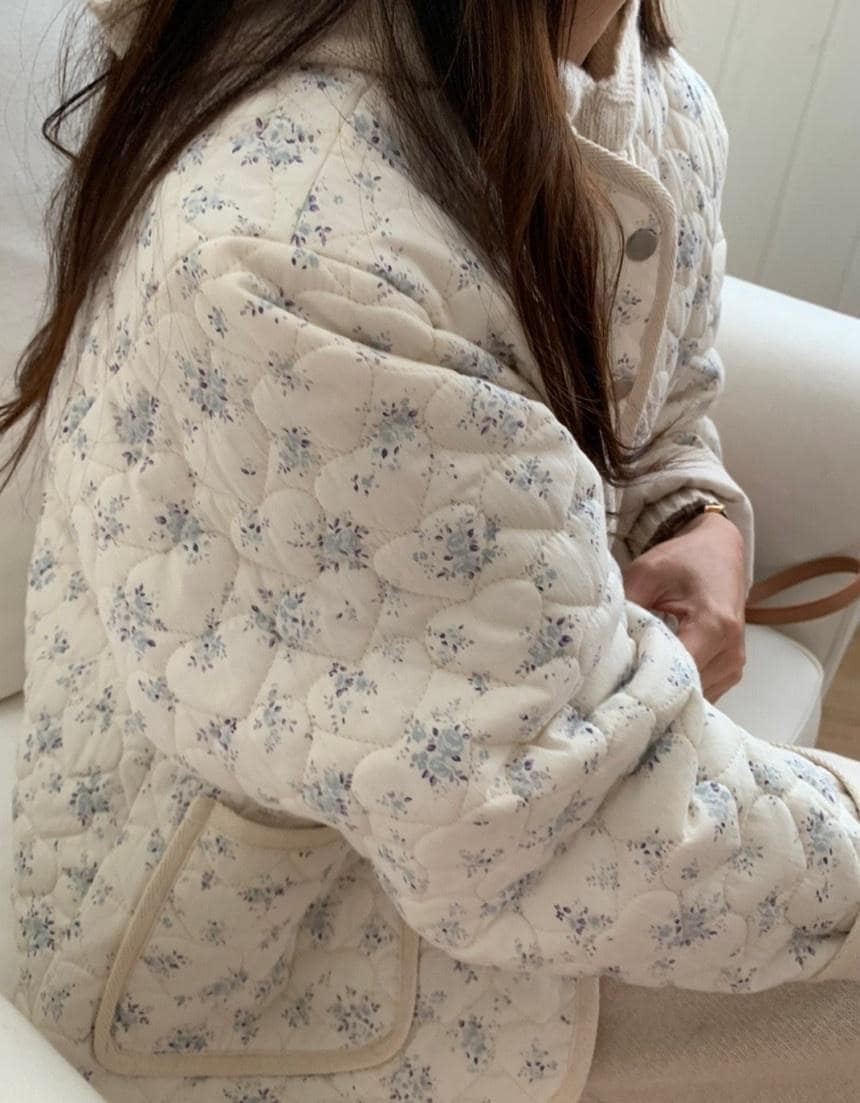 Blue Floral Quilted Jacket - Etsy