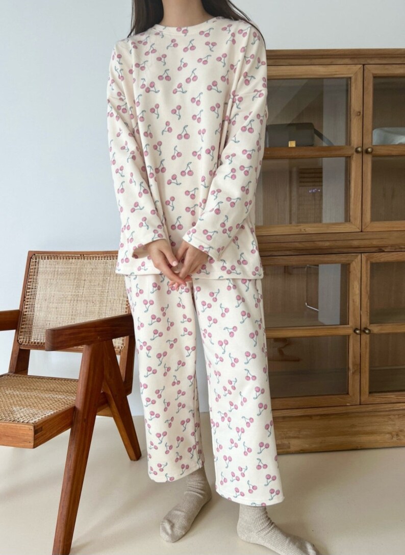 Cherry Cotton Terry Pajama Set - Etsy