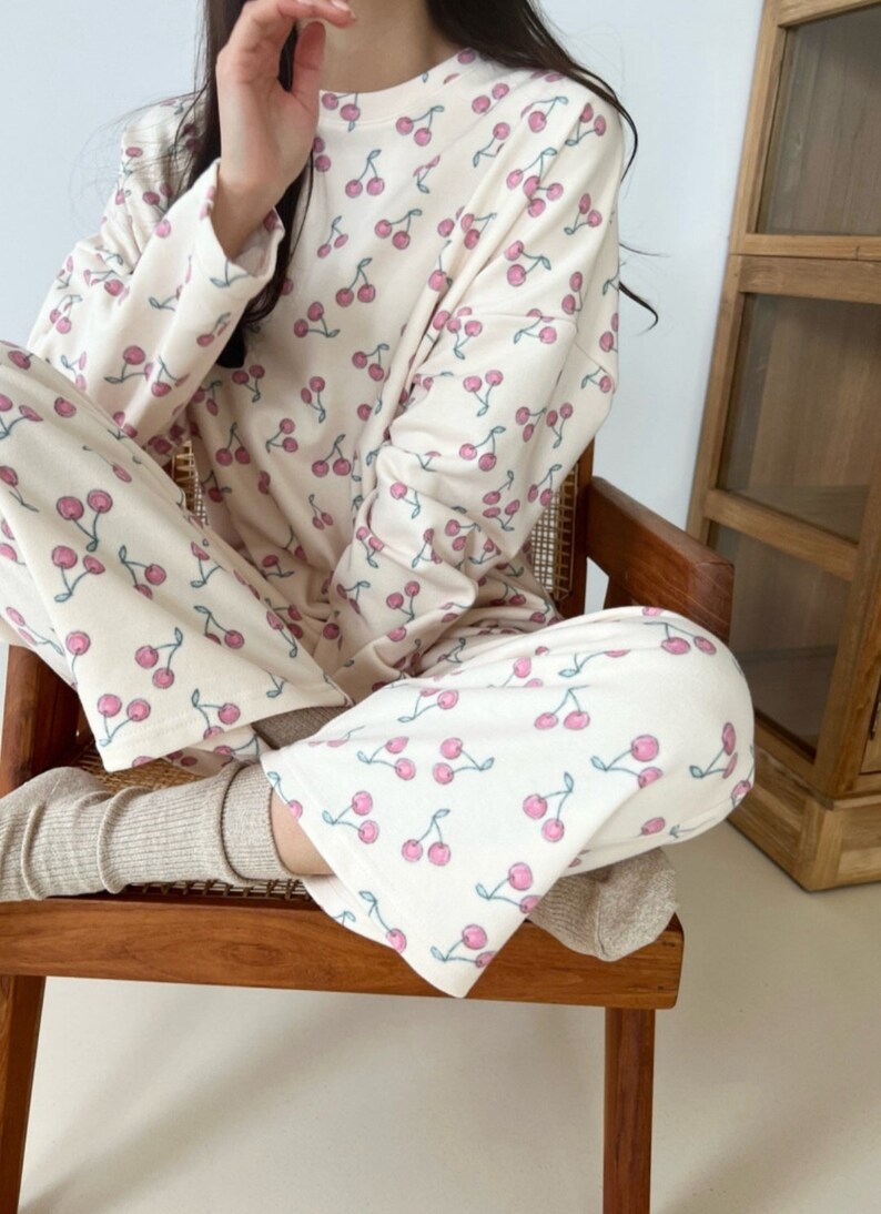 Cherry Cotton Terry Pajama Set - Etsy