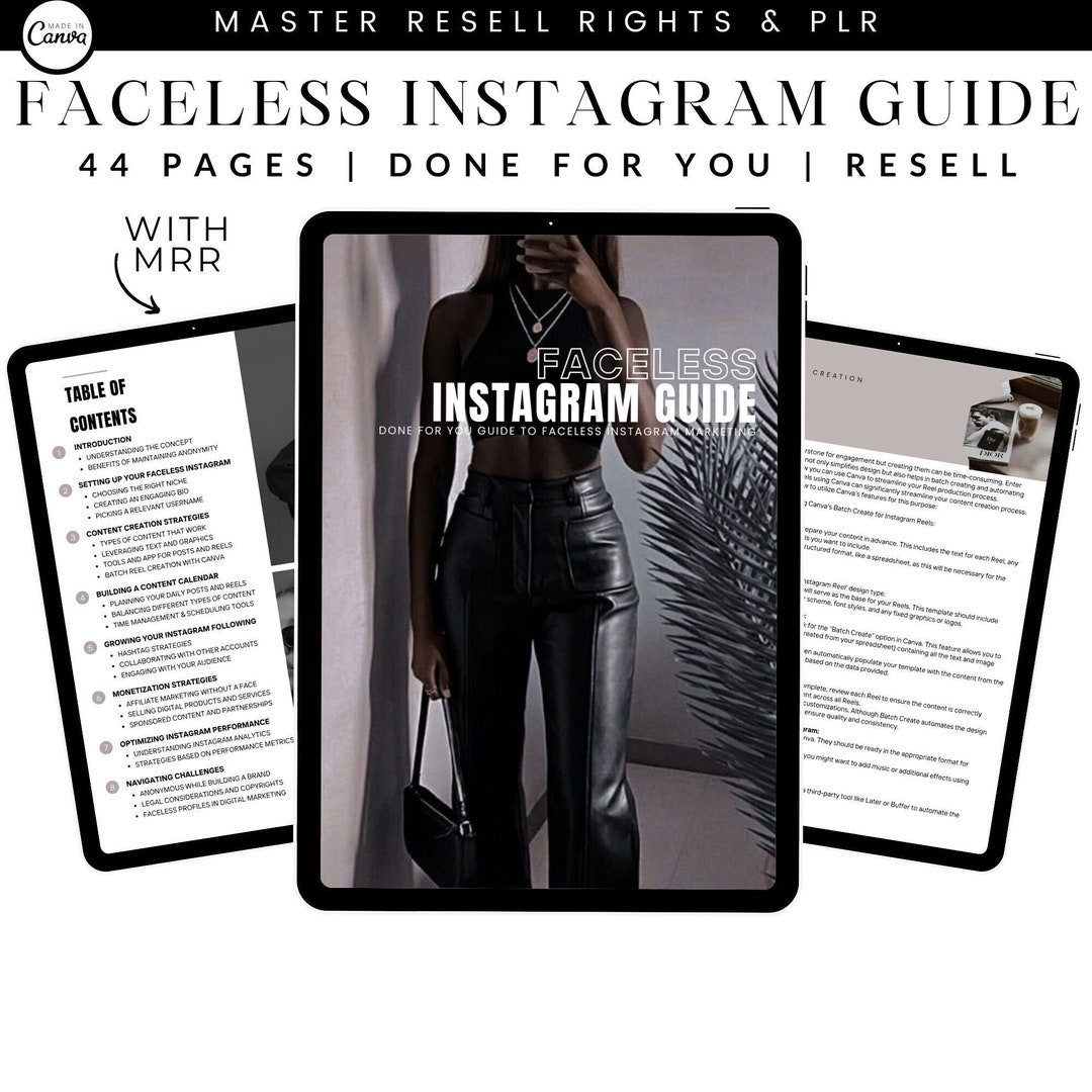 Faceless Instagram Guide Ebook With Mrr, Plr, DFY Ebook, Done for You ...