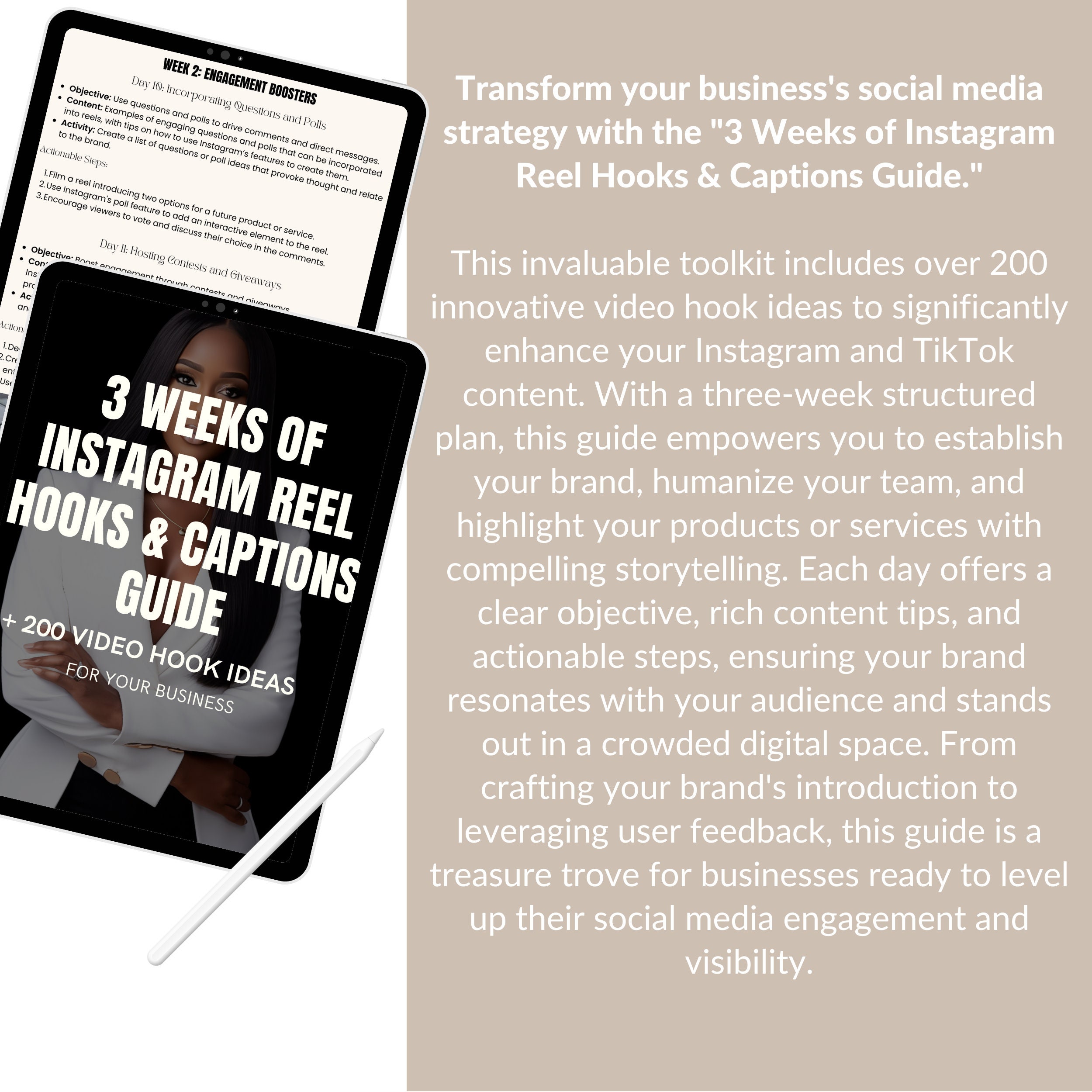 3 Weeks of Instagram & Tiktok Reels Hooks and Content With 200 Hook ...