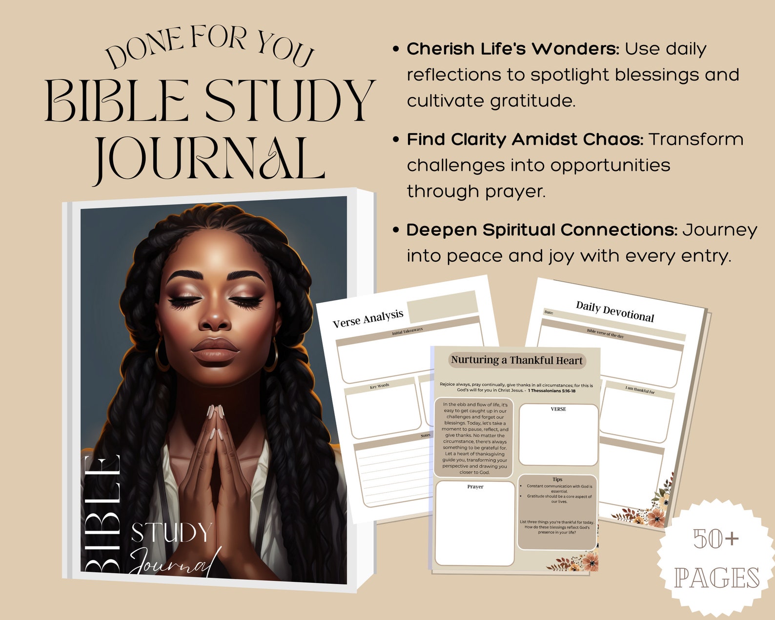PLR Digital Journal, Bible Study Guide Canva Journal Template for Women ...