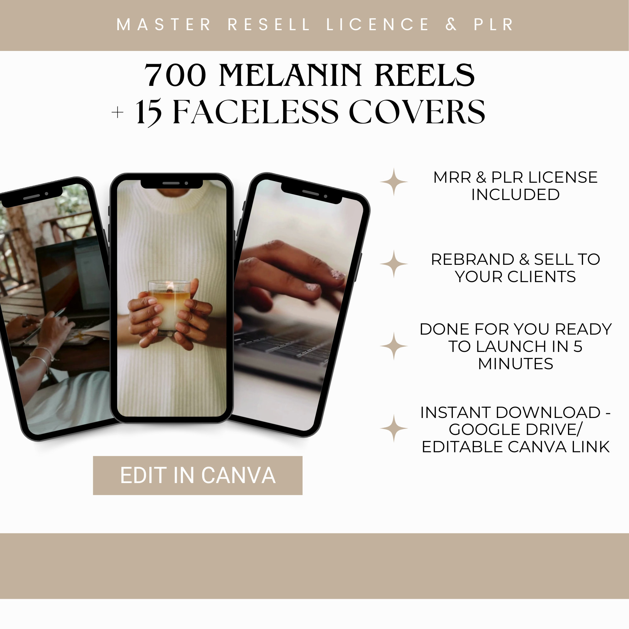 750 Melanin Black Girl Faceless Reels & 15 Faceless Reel Covers for ...