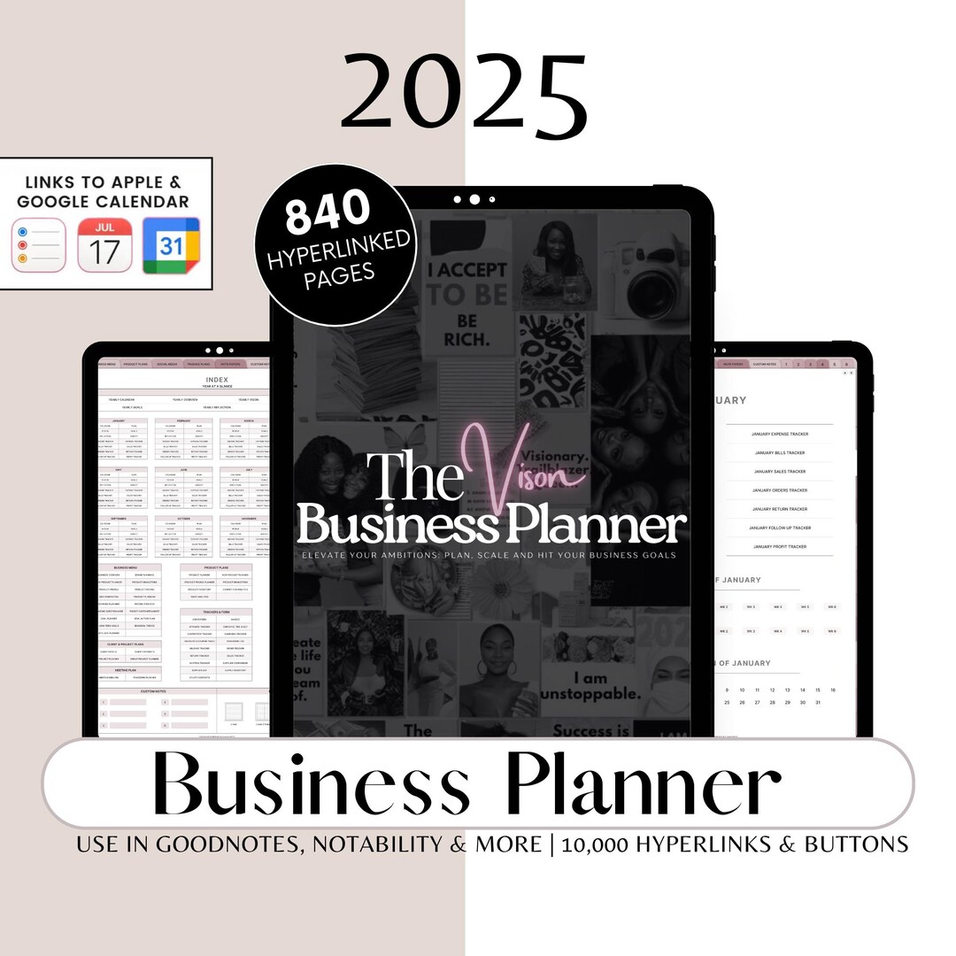 2025 Business Planner | Hyperlinked Digital Planner | Small Business ...