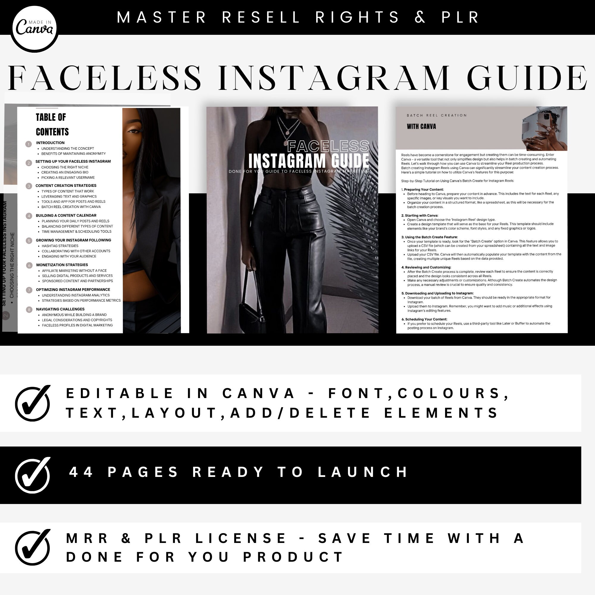 Faceless Instagram Guide Ebook With Mrr, Plr, DFY Ebook, Done for You ...