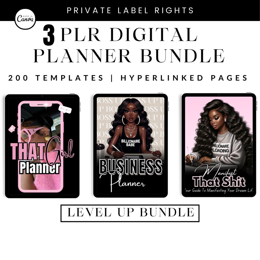 3 Level up Planners Bundle, Hyperlinked PLR Planner Bundles ...