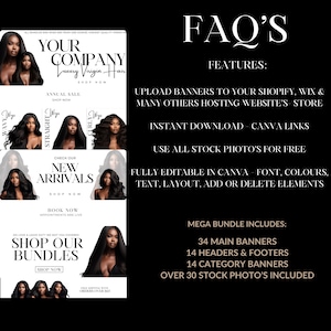 DIY Hair Website Banner Set | 62 Pcs Mega Bundle | Shopify Hair ...