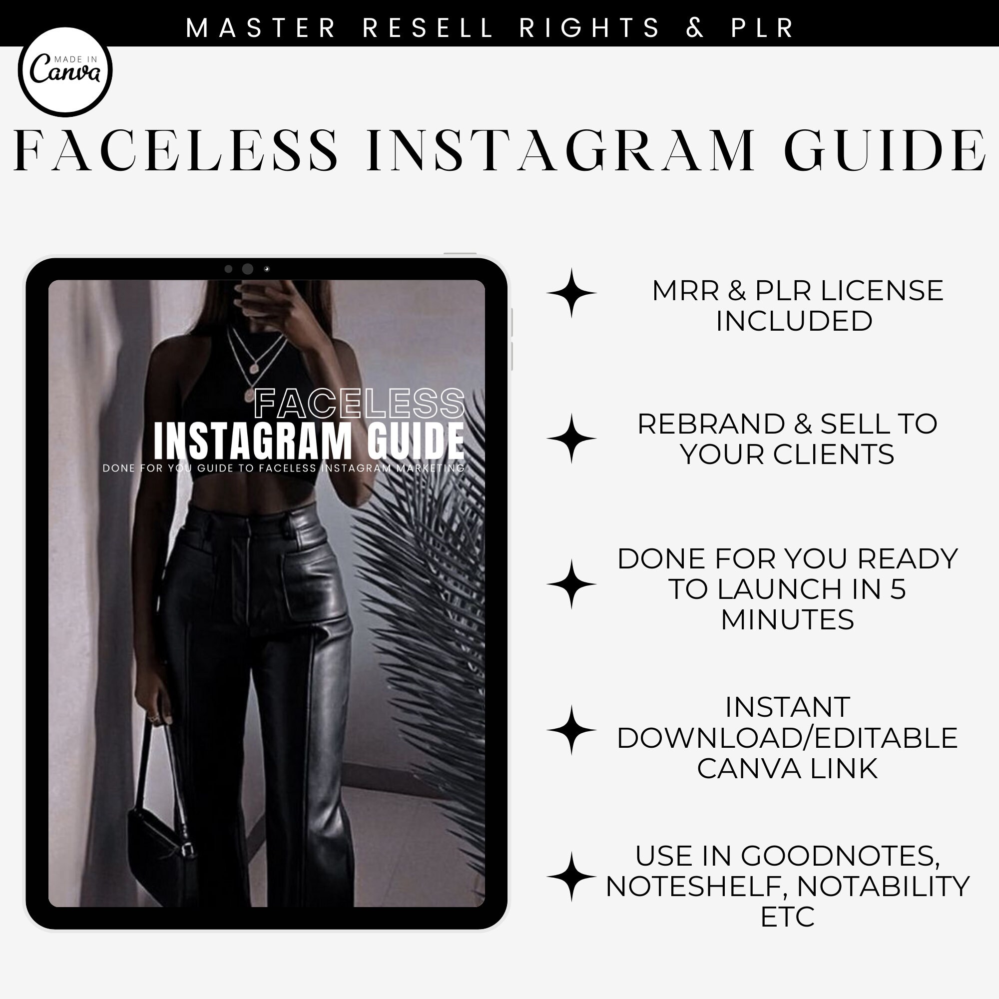 Faceless Instagram Guide Ebook With Mrr, Plr, DFY Ebook, Done for You Ebook, Resell, Black Girl ...