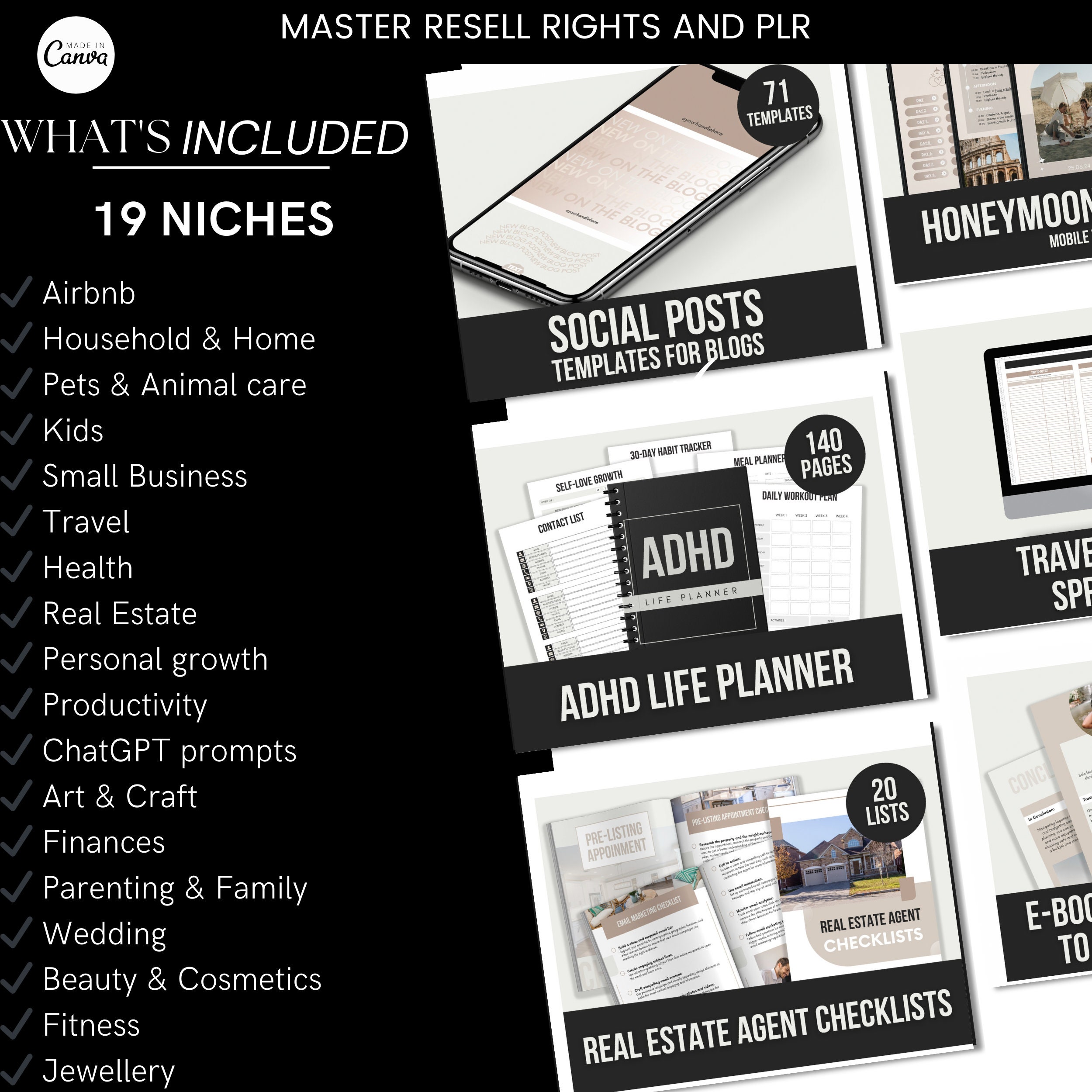 160+ MRR Bundle, Niche Templates Ebooks Posts Prompts Journals Planners ...